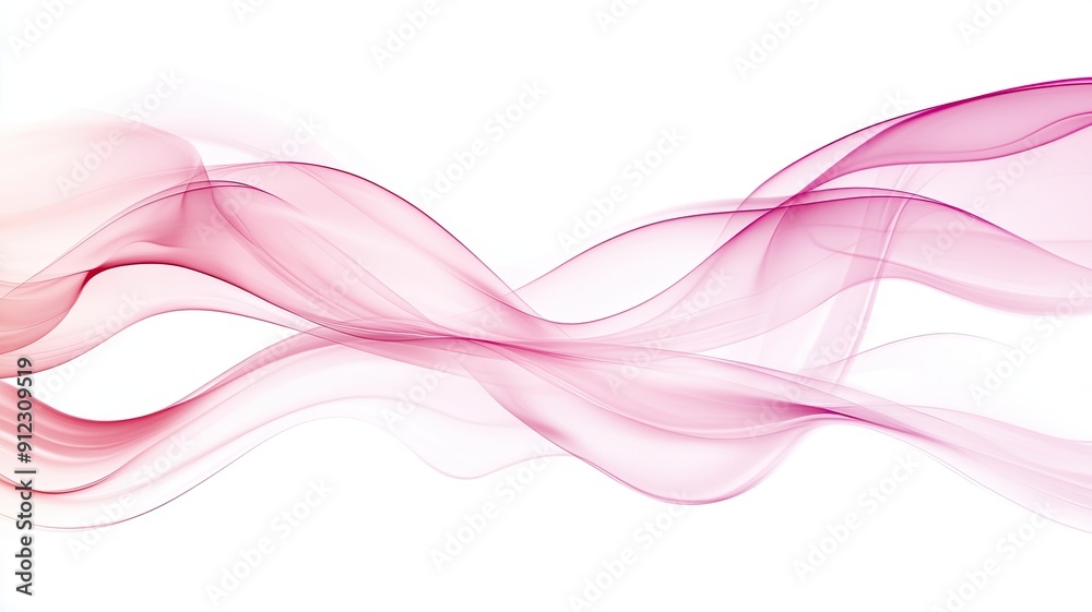 ภาพประกอบสต็อก Pink Abstract Wave Design on White Background, Elegant ...