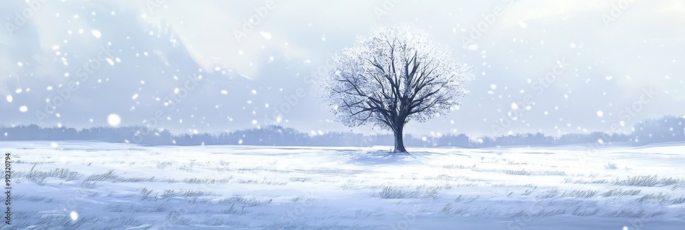 Solitary Snow Sentinel: An Animated Snow Scene with a Single Tree ...