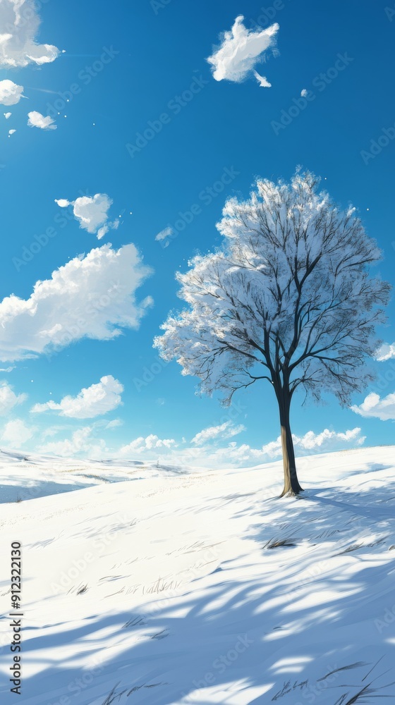Solitary Snow Sentinel: An Animated Snow Scene with a Single Tree ...
