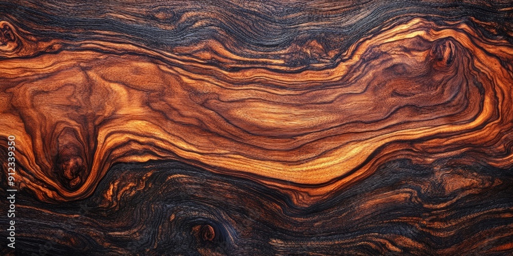 Aerial perspective of a smooth rosewood surface, rich in color with ...