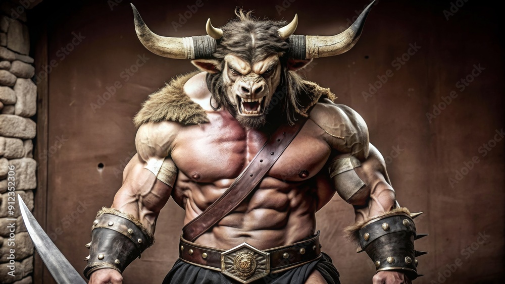Minotaur warrior striking a fierce pose, minotaur, warrior, combat ... Minotaur warrior striking a fierce pose, minotaur, warrior, combat ...