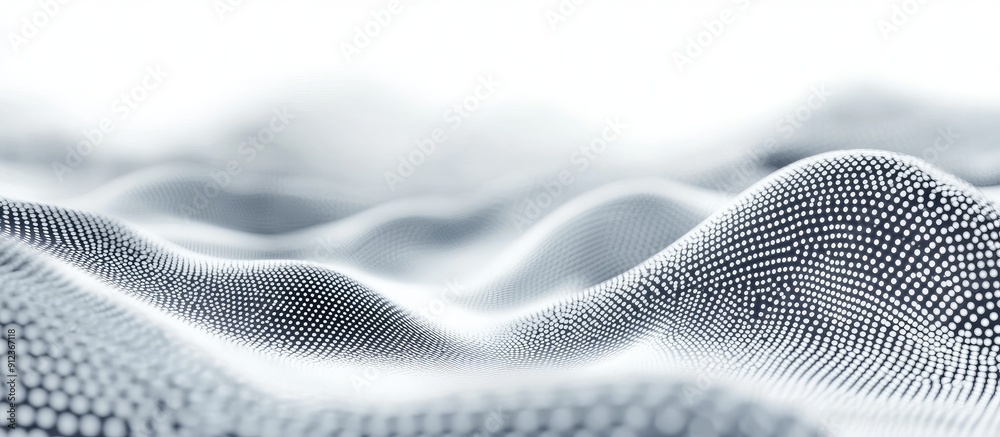 Abstract technology background with white and gray dotted wave texture ...