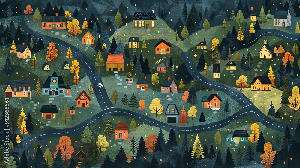 vector, illustration, Great city map creator.Seamless pattern map and ...