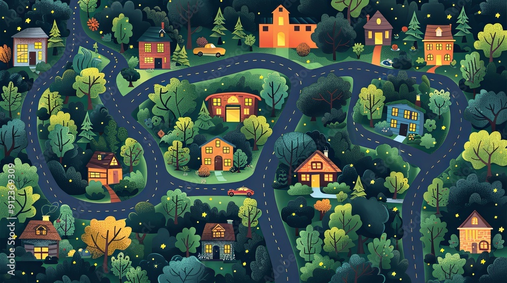 vector, illustration, Great city map creator.Seamless pattern map and ...