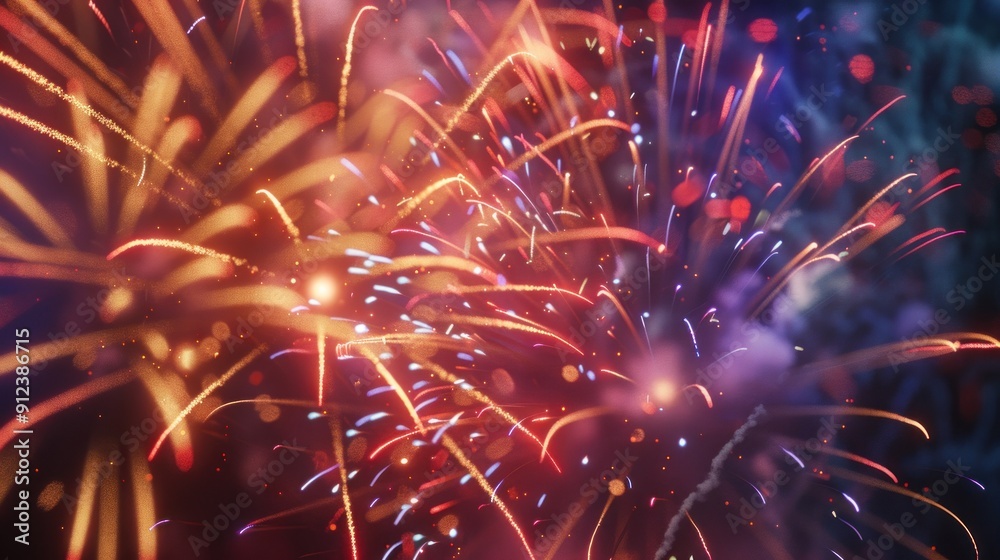 Fireworks Display in the Night Sky Stock Illustration | Adobe Stock