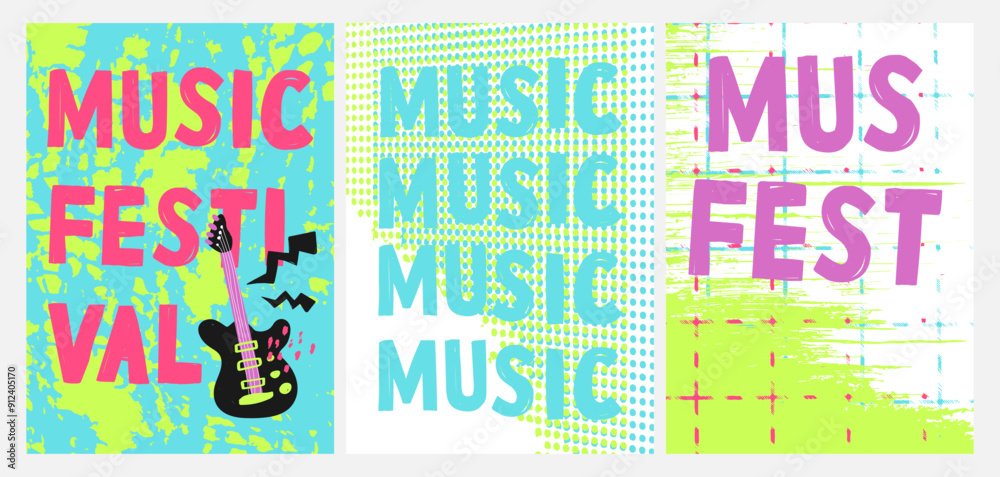 Set of music fest posters design. Musical festival poster templates ...