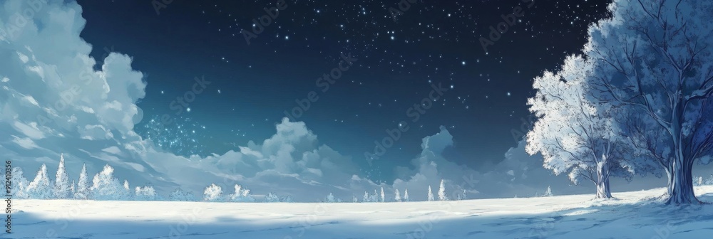 Embracing Winter's Embrace: An Animated Snow Scene Under the Starry Sky ...
