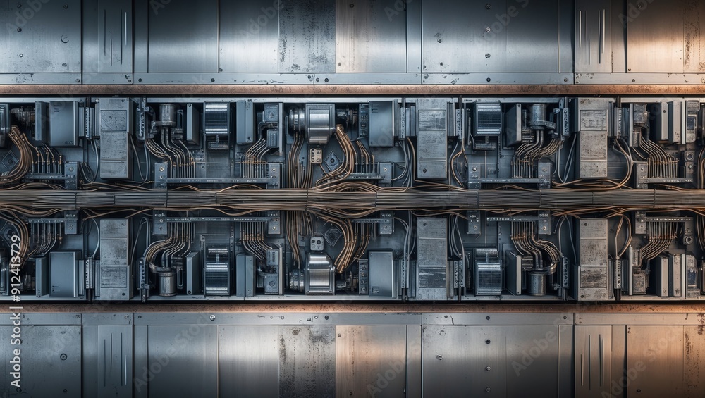 Detailed electrical components and connectors are arranged in an ...