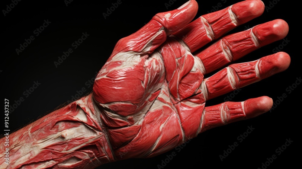 An immersive 360-degree panorama of the muscles of the hand, including ...