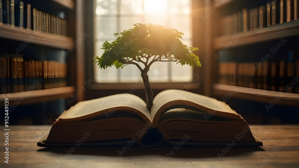 World philosophy day concept with tree of knowledge planting on opening ...