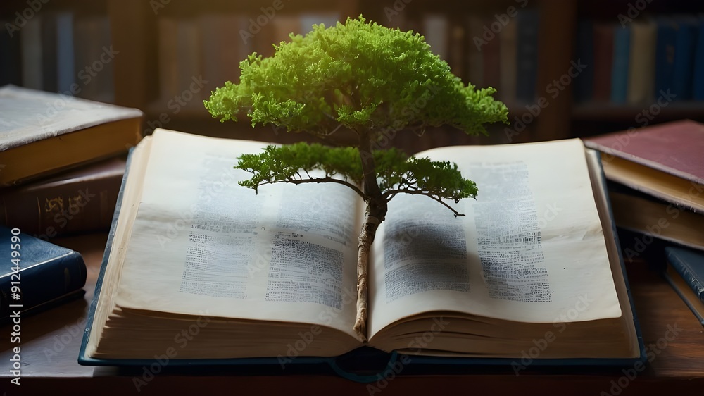 World philosophy day concept with tree of knowledge planting on opening ...