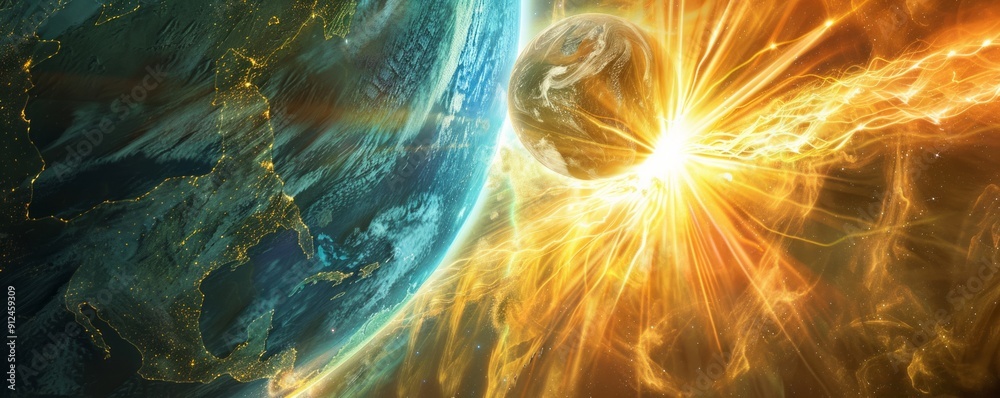 Solar wind interacting with Earth's magnetic field, 4K hyperrealistic ...