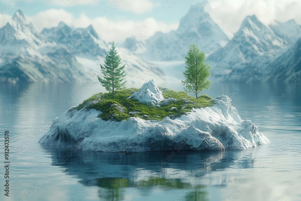 climate change tableau depicting melting glaciers transforming into ...