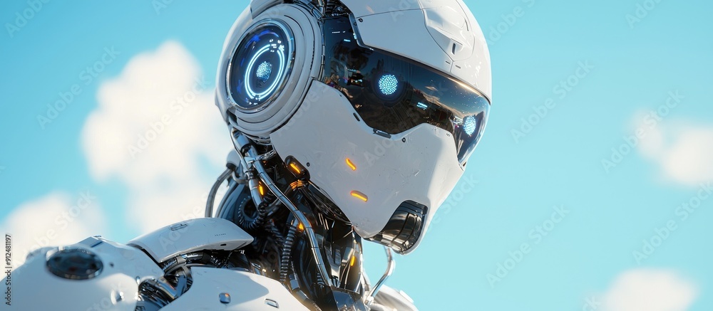 Futuristic 3D rendering of a droid robot showcasing advanced technology ...