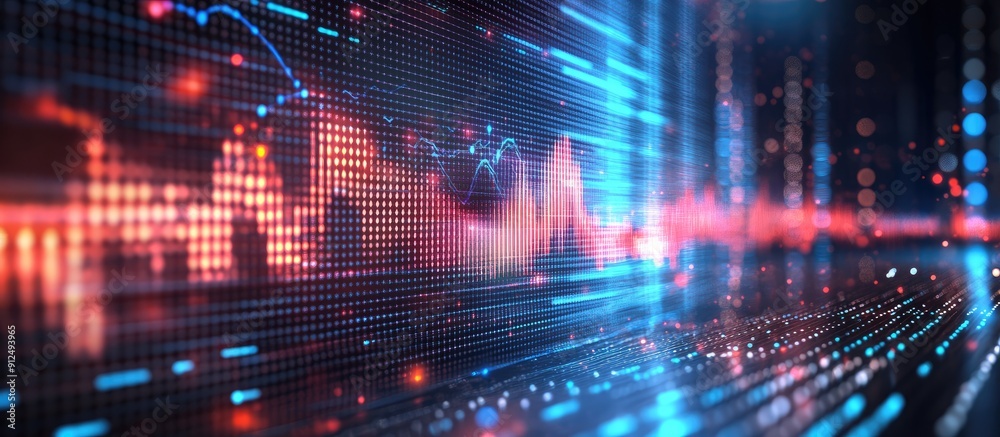 Digital audio equalizer technology with sound wave illustration ...