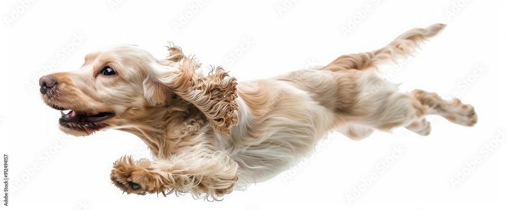 Pure youth crazy. English cocker spaniel young dog is posing. Cute ...