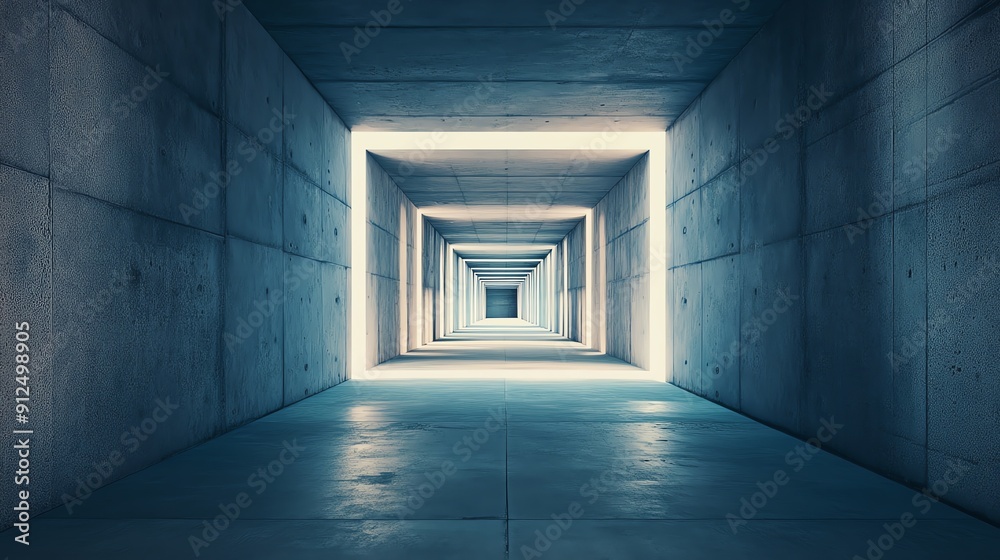 A captivating view of a modern tunnel with illuminated edges ...