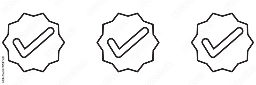 Verified badge icon tick symbol vector approved check mark icon. Blue ...