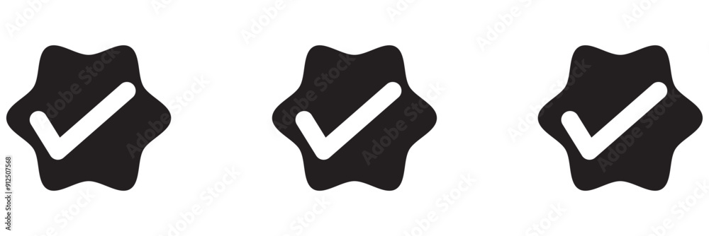 Verified badge icon tick symbol vector approved check mark icon. Blue ...
