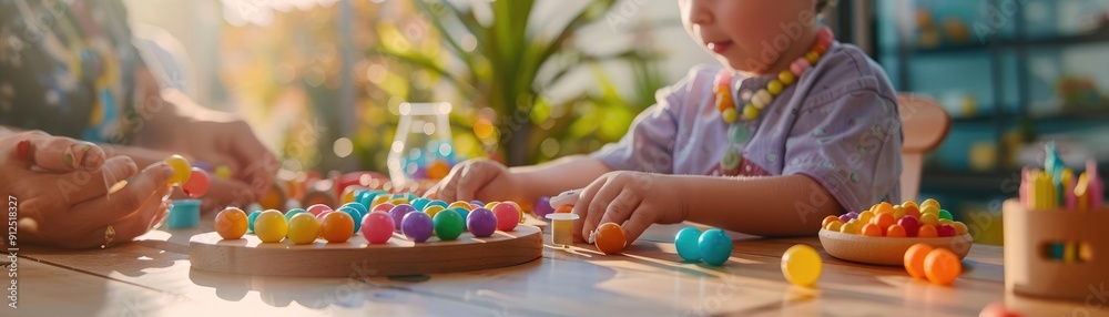 Child with Autism participating in occupational therapy, therapist ...