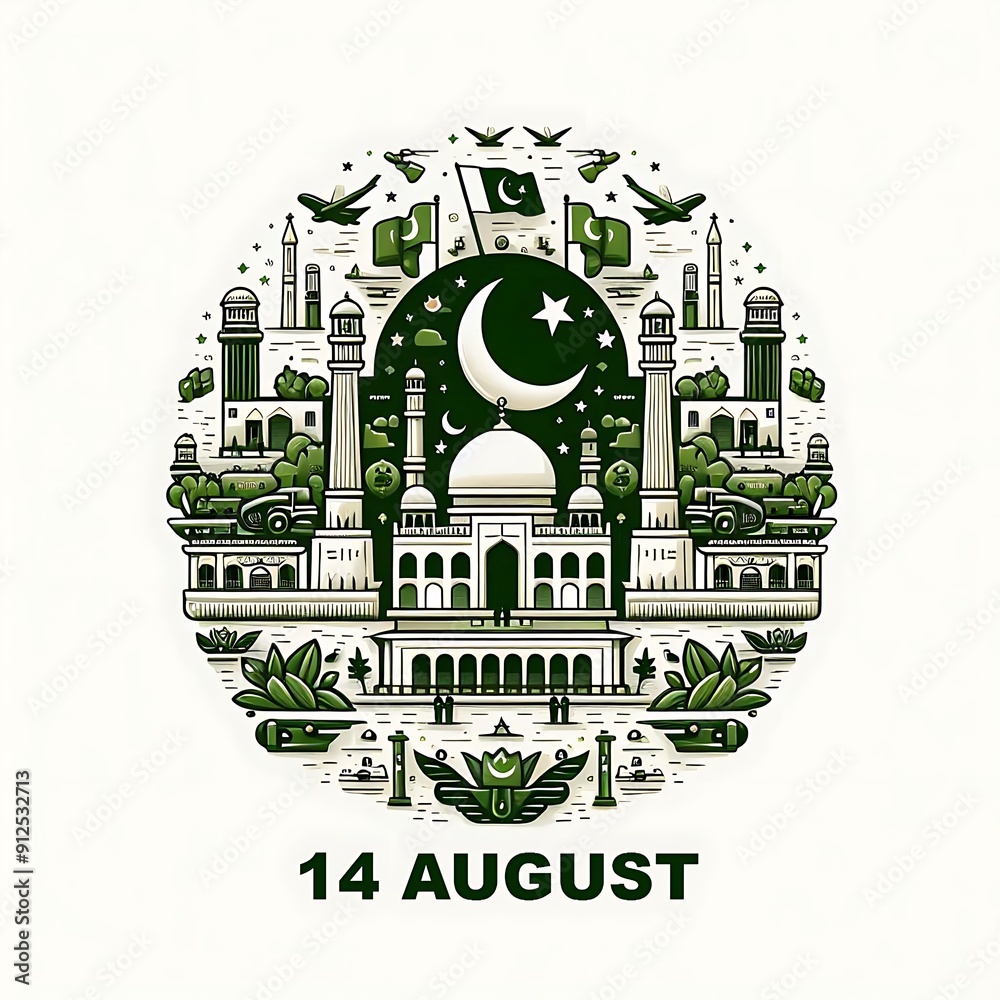 Pakistan Independence 14 august typography social media poster for ads ...