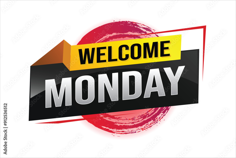 welcome Monday word text concept icon logo sign symbol vector note 3d ...