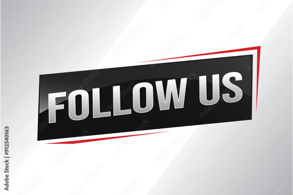 Follow us word text concept icon logo sign symbol vector note memo 3d ...