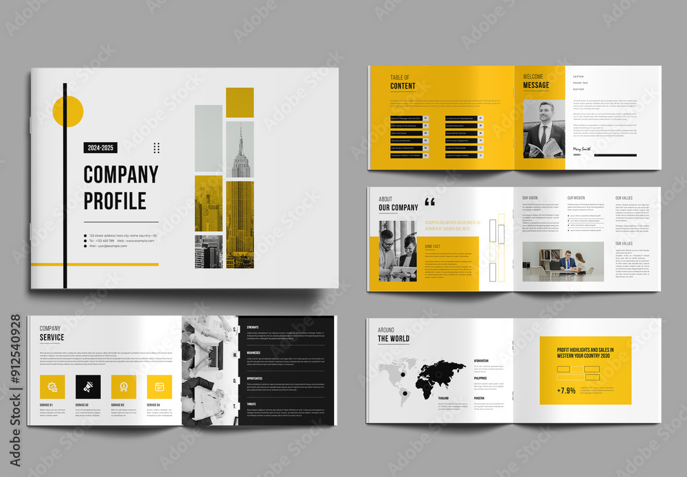 Company Profile Landscape Layout Stock Template | Adobe Stock