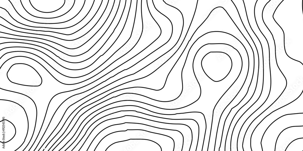 Topographic map. Geographic mountain relief.Black and white topography ...