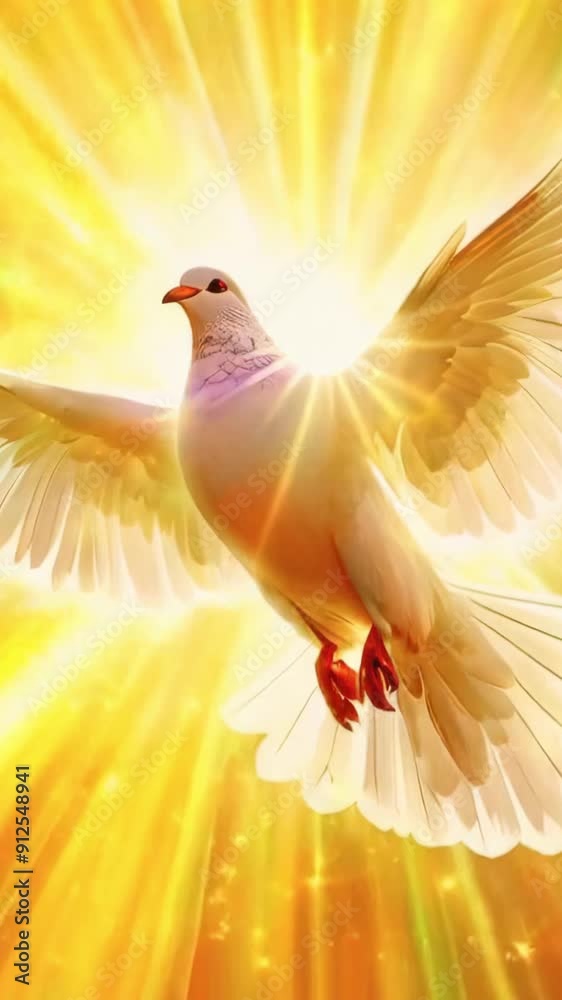 holy spirit as a white dove in rays of light, symbolizing Christian ...