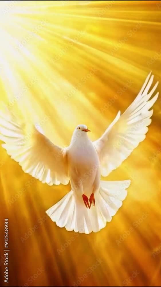 holy spirit as a white dove in rays of light, symbolizing Christian ...
