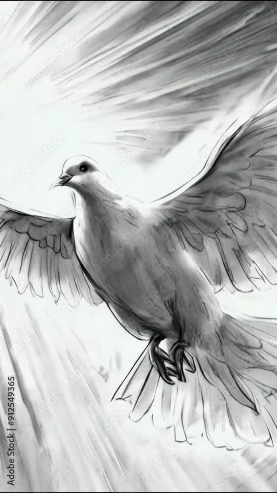 holy spirit as a white dove in rays of light, symbolizing Christian ...