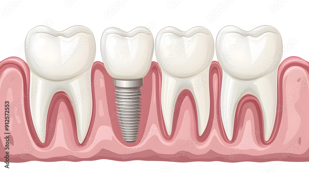 Human teeth and Dental implant. Anatomy of the oral cavity. Stock ...