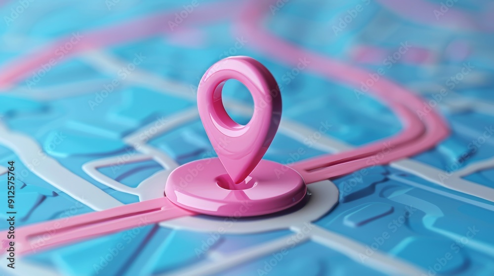 3D map pin. GPS city pointer. Location point sign. Position marker tag ...