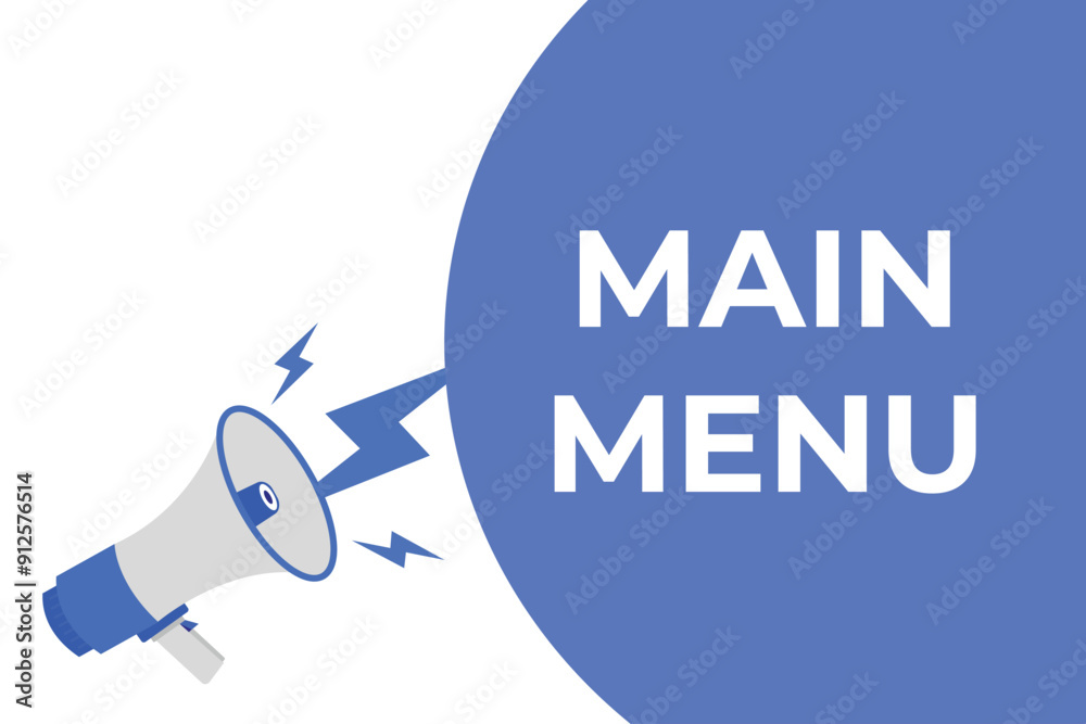 main menu button, banner, label, template for website. main menu text ...