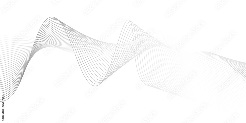Undulate gray wave swirl,Abstract grey wave lines on transparent ...