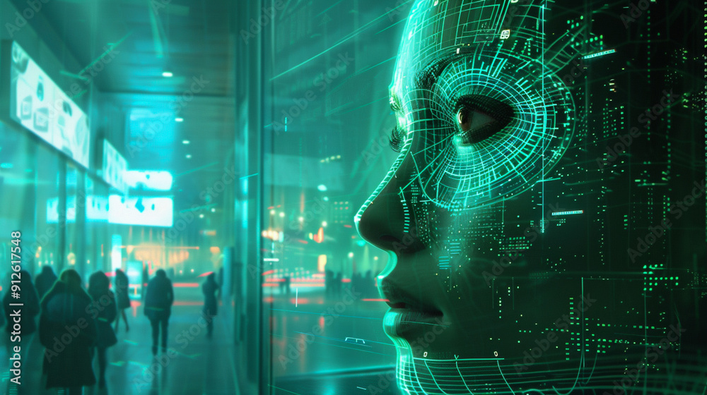 High-tech security system with facial recognition and biometric ...