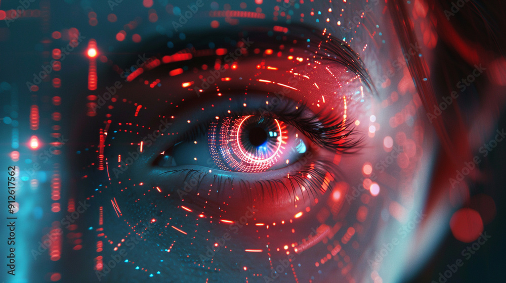 High-tech security system with facial recognition and biometric ...