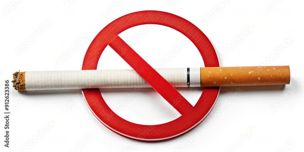 No smoking sign with a crossed out cigarette on a white background , no ...