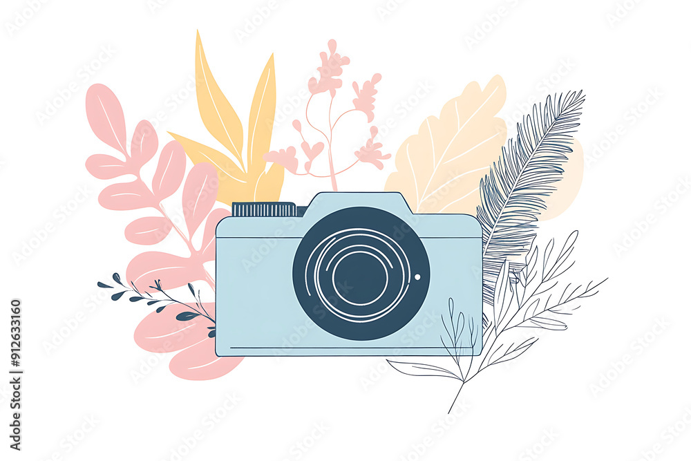 Boho photo camera icon, tattoo, vintage symbol for photographer. Camera ...