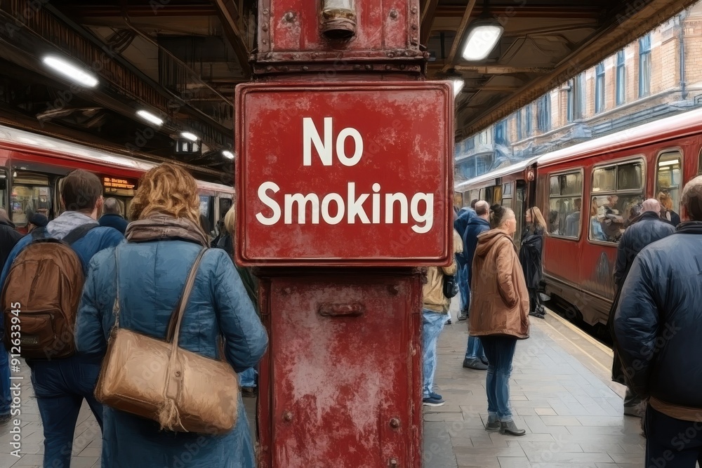 A crowded train station platform with multiple people standing around ...