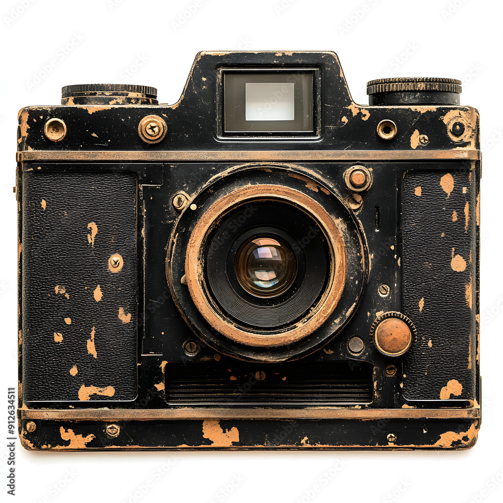 vintage slide film frame of an old camera with photo lens vignette ...