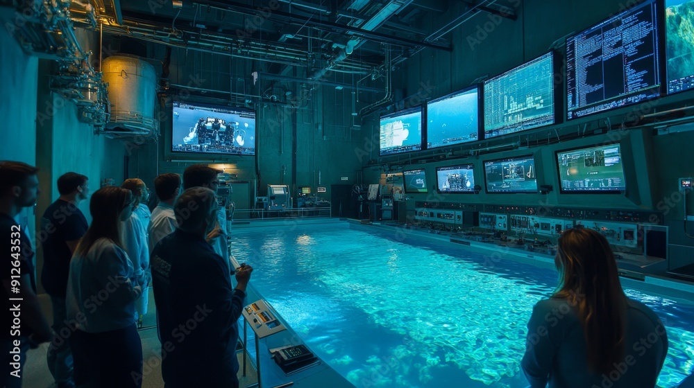 Underwater robotics testing facility, large tanks with submersibles ...
