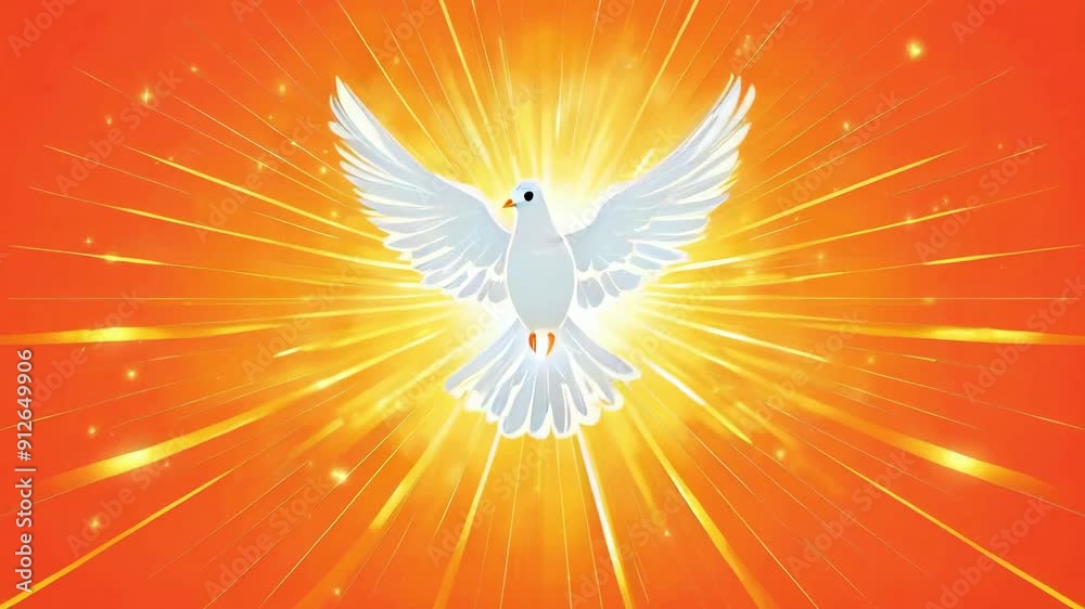 holy spirit as a white dove in rays of light, symbolizing Christian ...