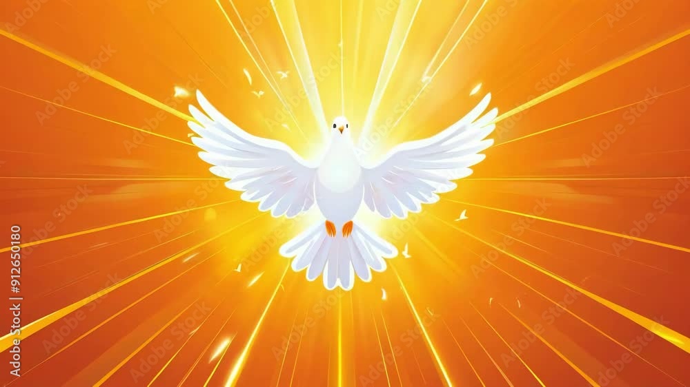 holy spirit as a white dove in rays of light, symbolizing Christian ...