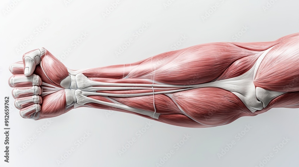 Detailed anatomical illustration of the human forearm and hand ...