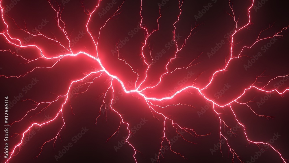 sett of collection red Lightning strike bolt electric effect assets ...