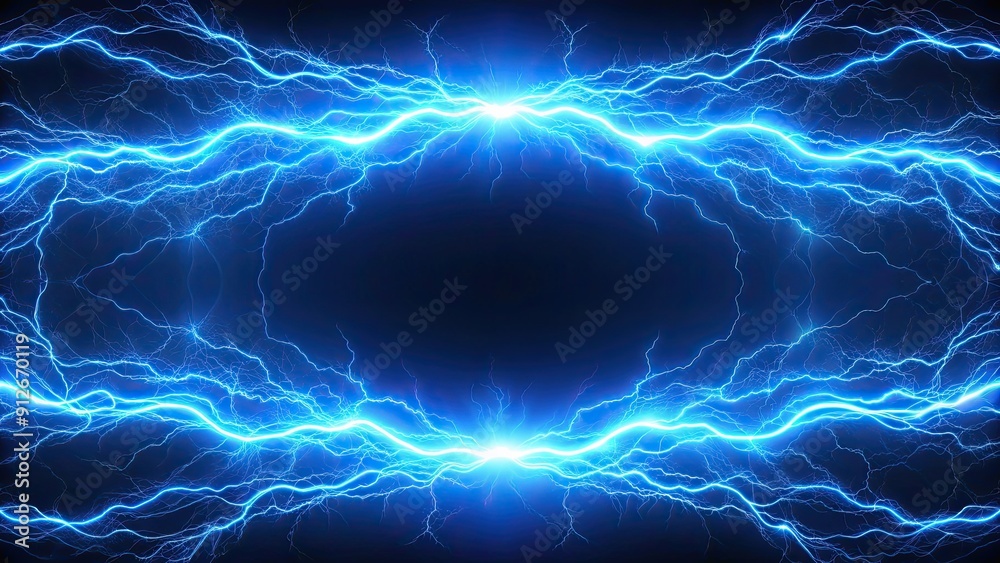 Blue electric borders with thunderbolt effect, lightning frames ...