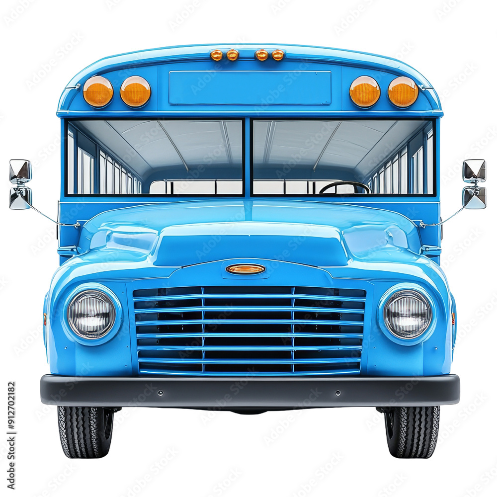 Blue vintage bus with transparent background clipart isolate for retro ...