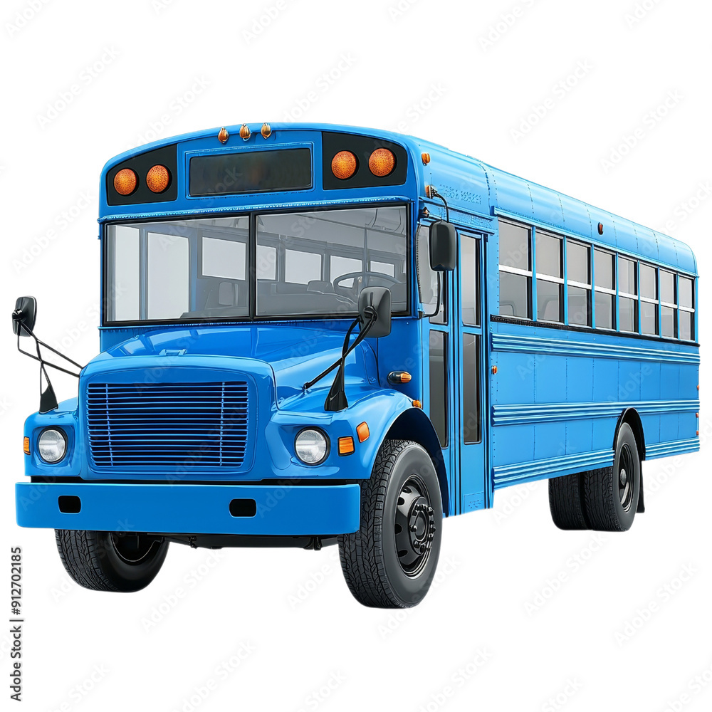 Modern blue school bus with transparent background clipart isolate for ...